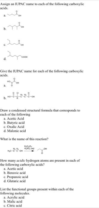Solved Assign an IUPAC name to each of the following | Chegg.com