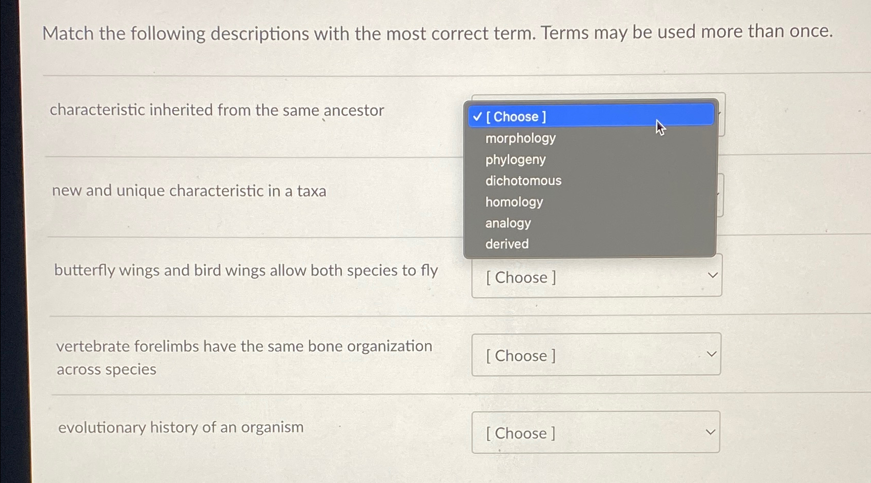 Solved Match the following descriptions with the most | Chegg.com