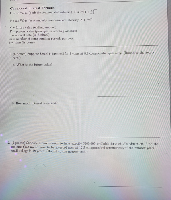 Solved Compound Interest Formulas Future Value (periodic | Chegg.com