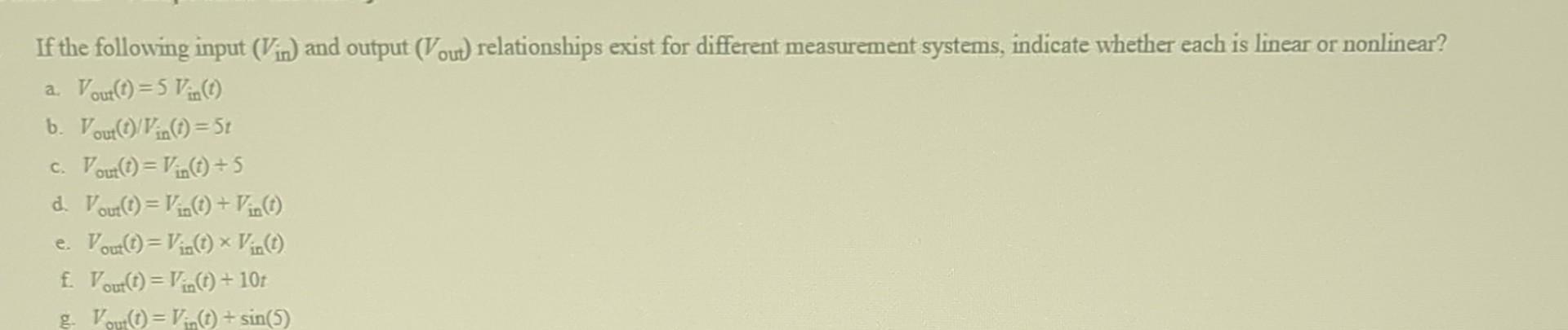 Solved If the following input (Vin ) and output (Vout ) | Chegg.com