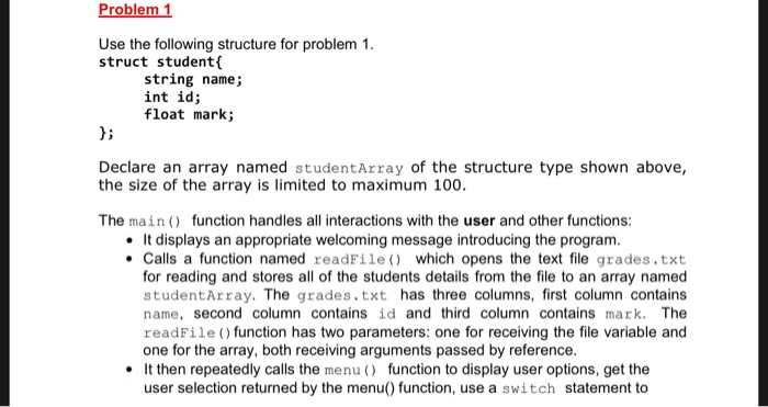 Solved Problem 1 Use The Following Structure For Problem 1 