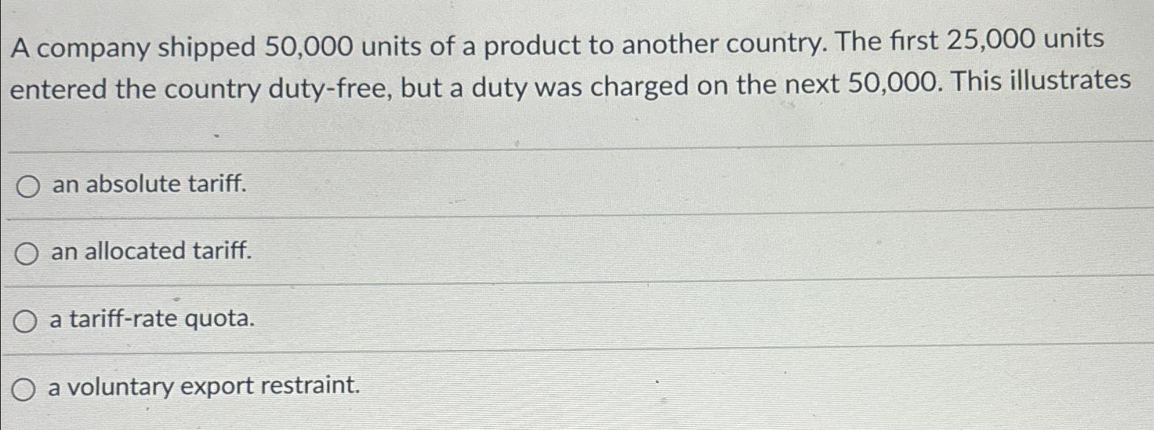 Solved A company shipped 50,000 ﻿units of a product to | Chegg.com