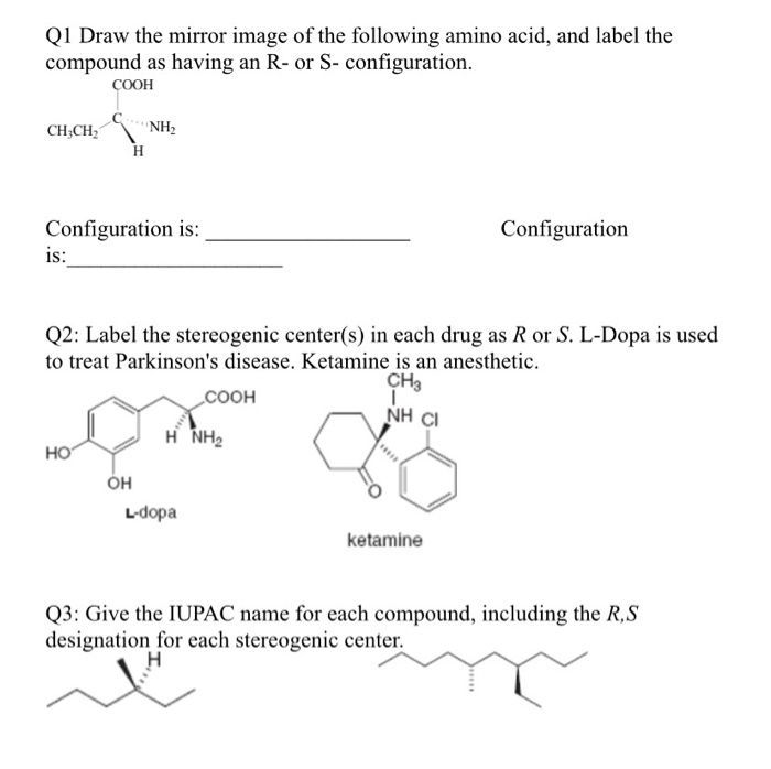 Solved draw the mirror image of the following amino acid,and | Chegg.com