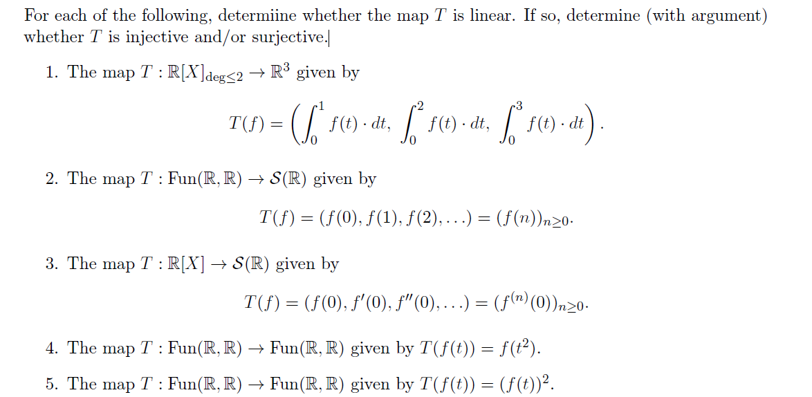 Solved For each of the following, determine whether the map | Chegg.com