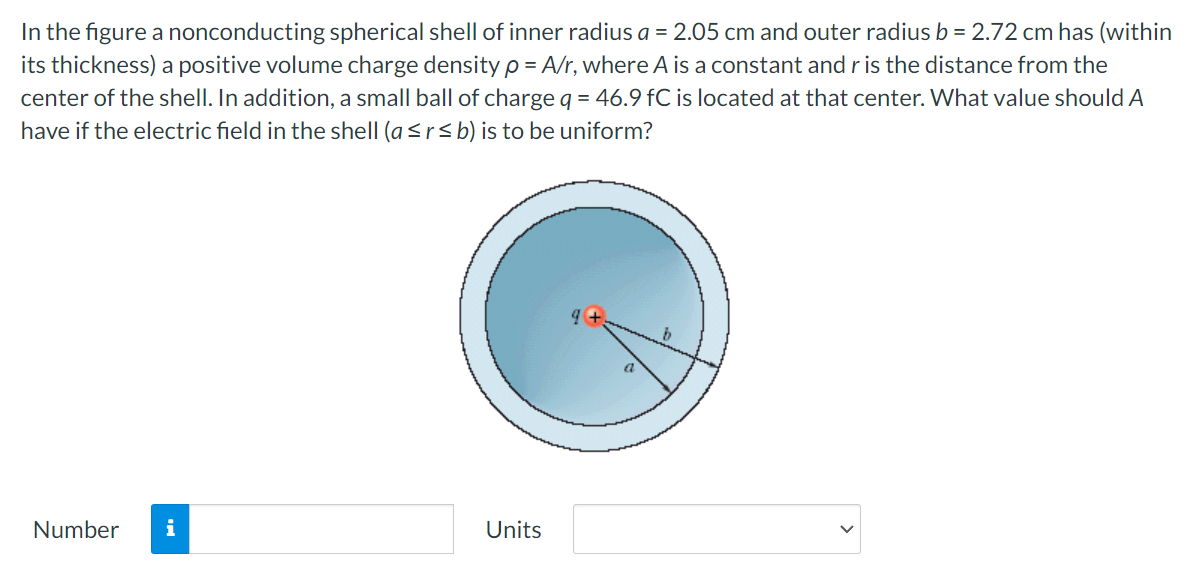 Solved In the figure a nonconducting spherical shell of | Chegg.com