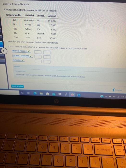 Solved Entry for Issuing Materials Materials issued for the | Chegg.com