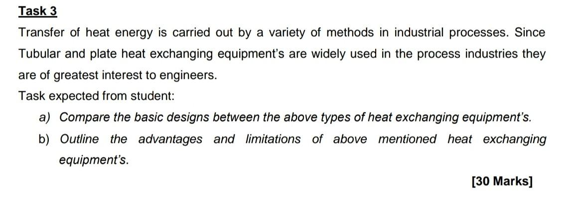 Solved Task 3 Transfer of heat energy is carried out by a | Chegg.com