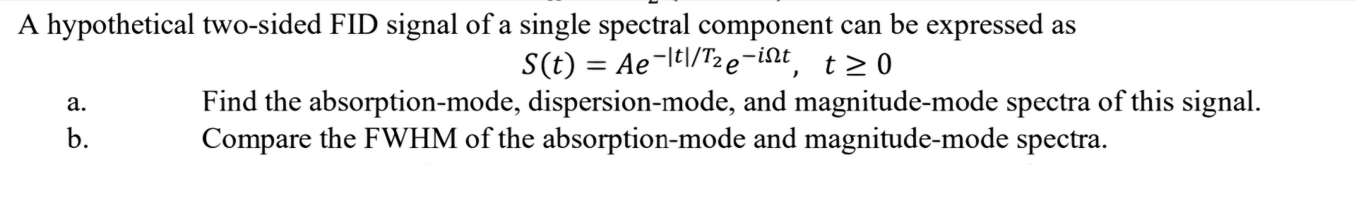 Solved A hypothetical two-sided FID signal of a single | Chegg.com
