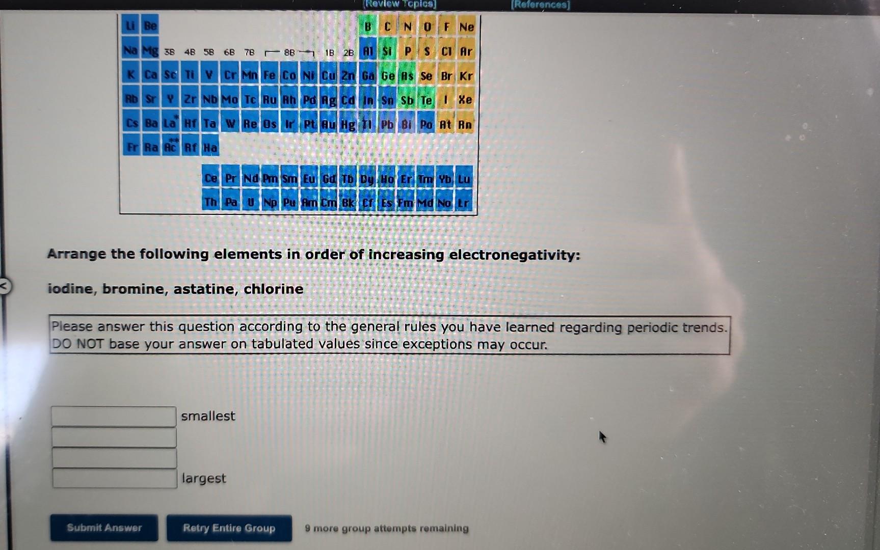 Solved Arrange the following elements in order of increasing | Chegg.com
