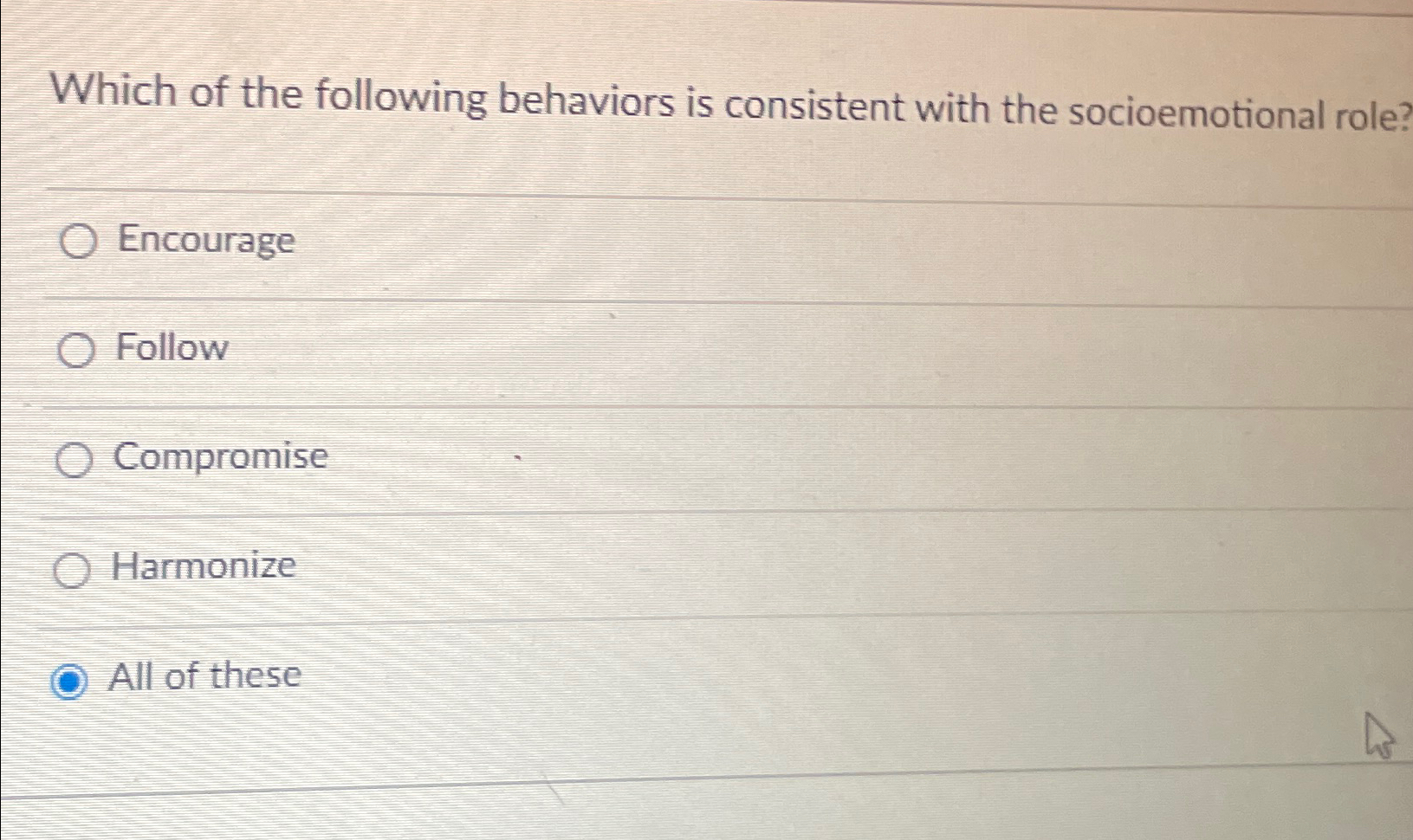 Solved Which of the following behaviors is consistent with | Chegg.com