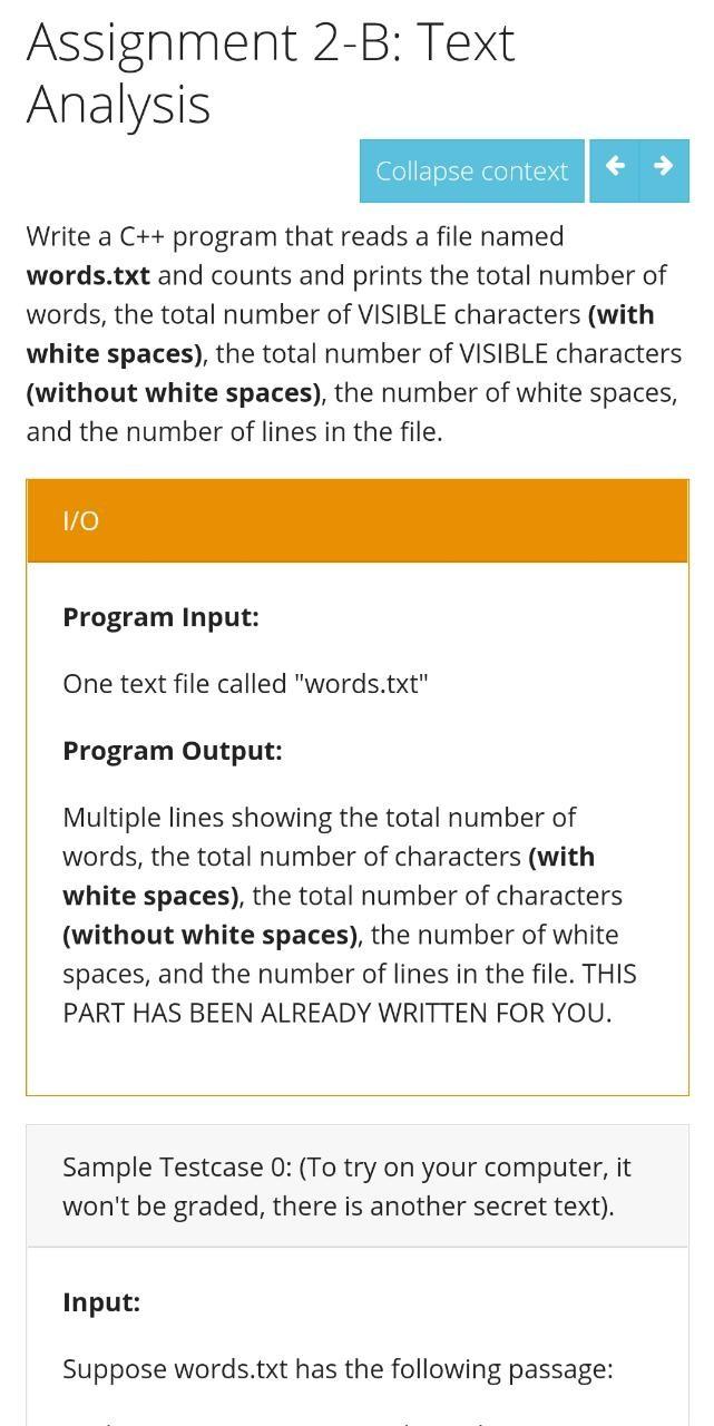 Solved Assignment 2 B Text Analysis Collapse Context Write