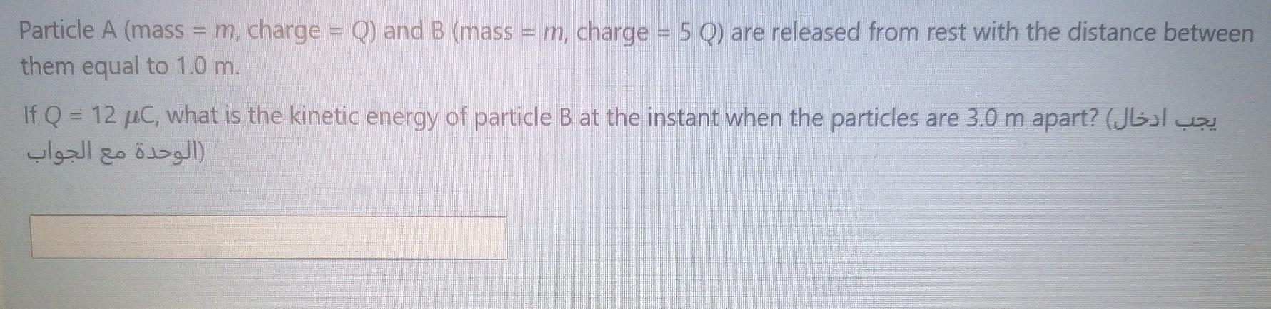 Solved Particle A (mass = m, charge = Q) and B (mass = m, | Chegg.com