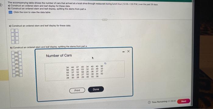 Solved a) Construct an ordered stem and ieaf display for | Chegg.com Solved a) Construct an ordered stem and ieaf display for | Chegg.com