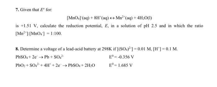Solved 7. Given that Ev for: | Chegg.com