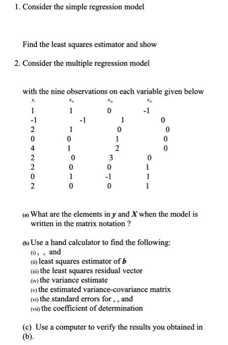 Solved 1. Consider the simple regression model Find the | Chegg.com