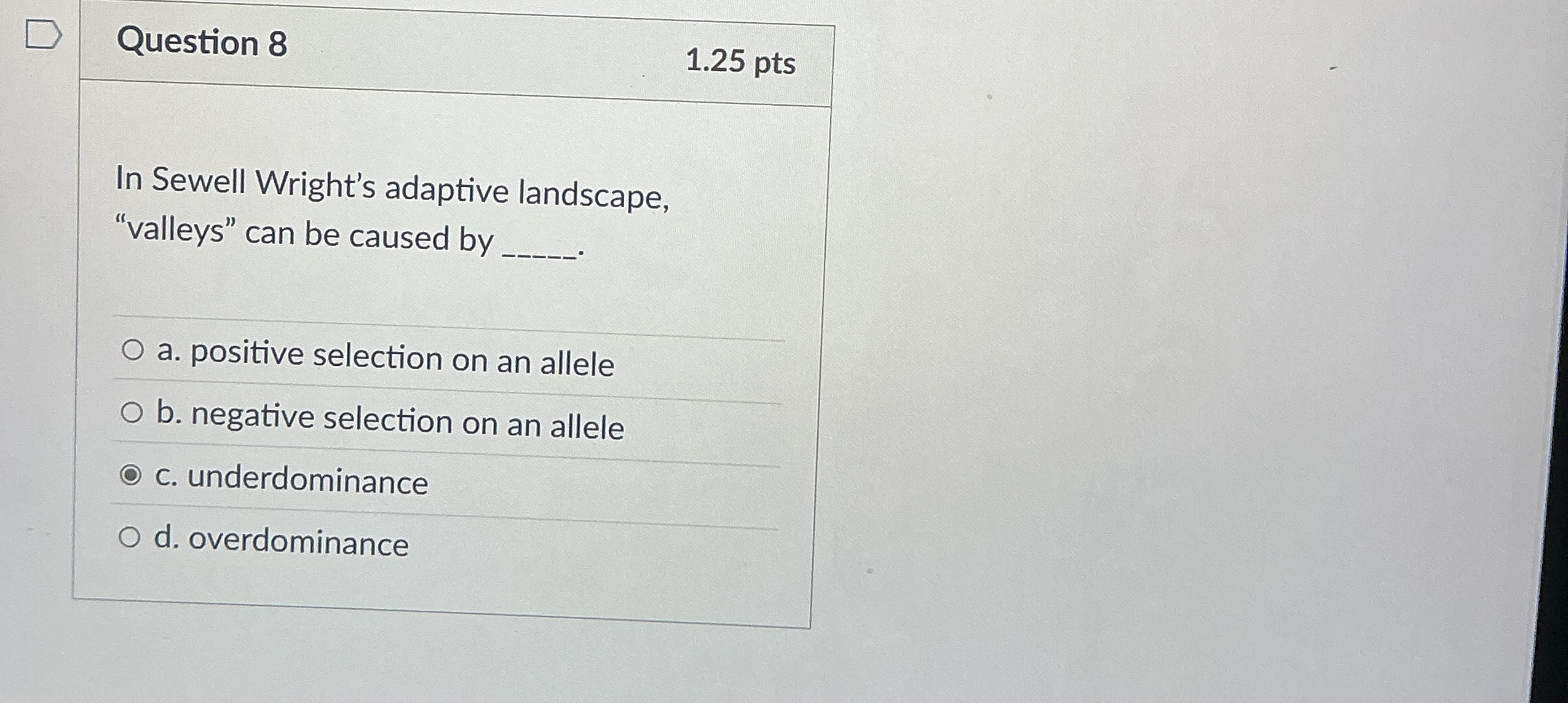 Solved Question 8In Sewell Wright's adaptive | Chegg.com
