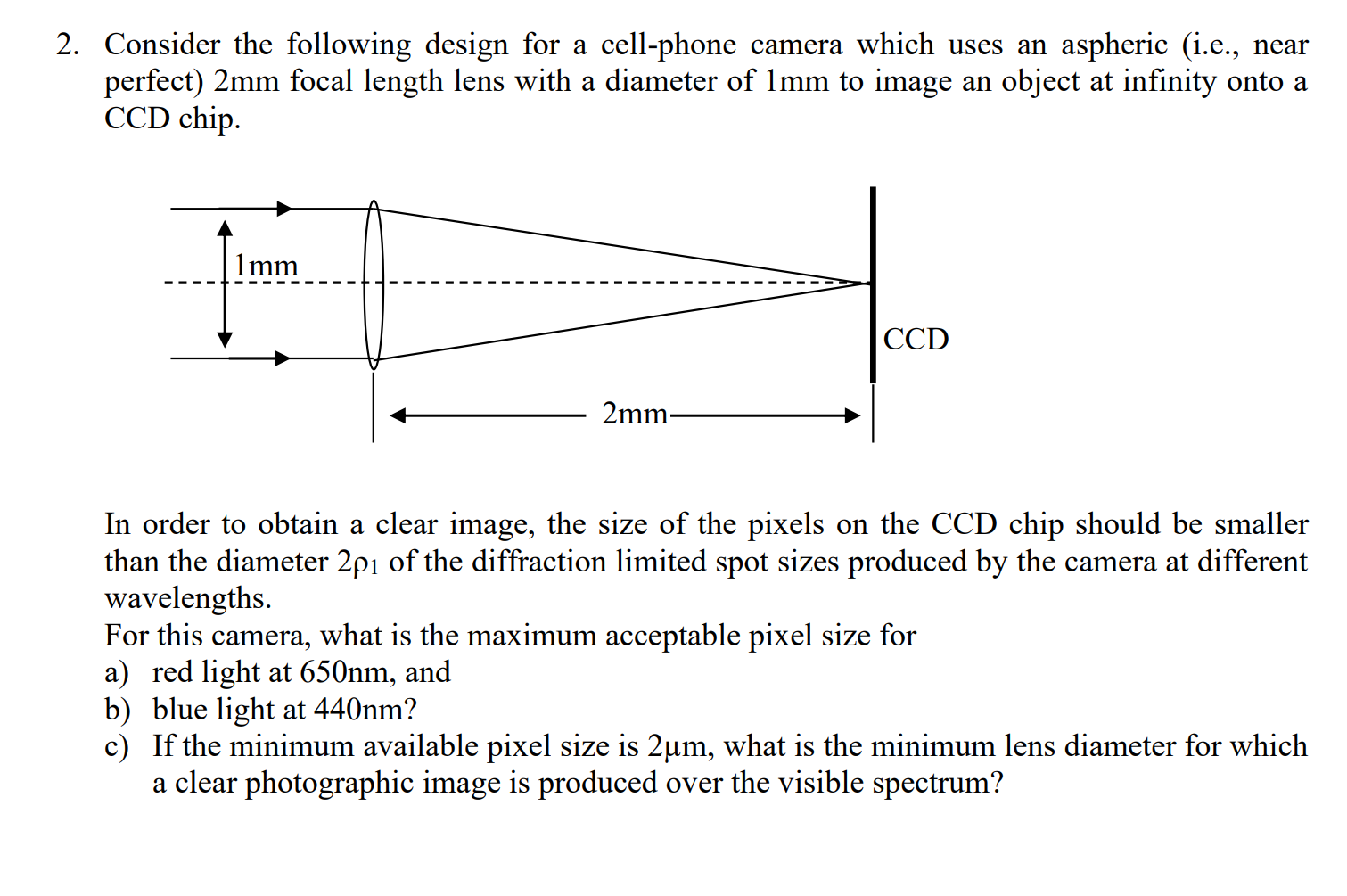 Solved Consider the following design for a cell-phone camera | Chegg.com