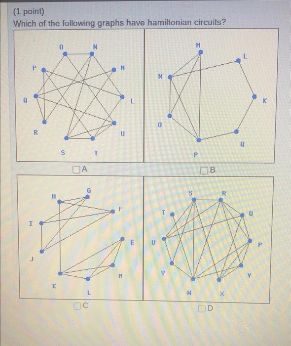 Solved Which of the following graphs have hamiltonian | Chegg.com
