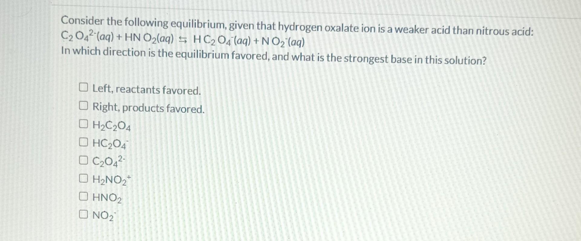 Solved Consider the following equilibrium, given that | Chegg.com