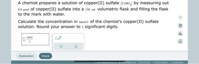 Solved A chemist prepares a solution of copper(II) sulfate | Chegg.com