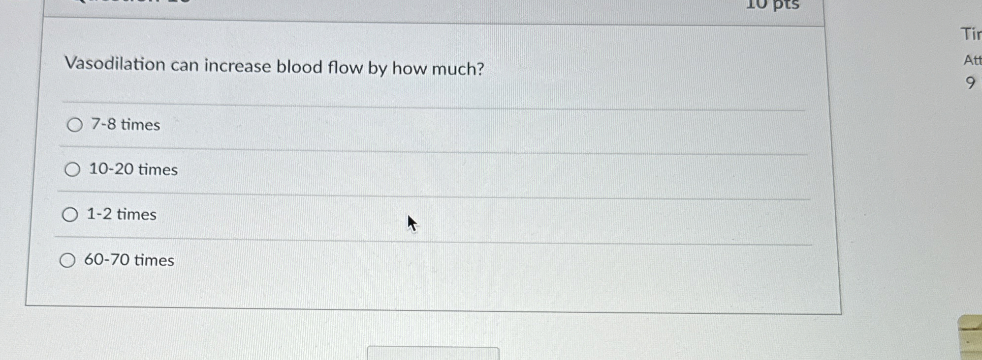 Solved Vasodilation can increase blood flow by how much?7-8 | Chegg.com