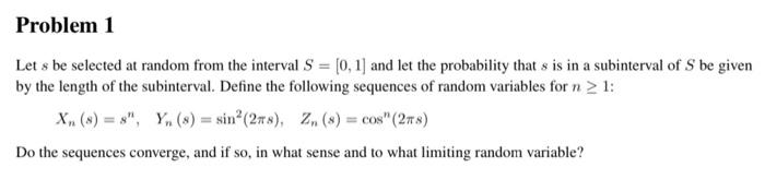 Solved Problem 1 Lets be selected at random from the | Chegg.com