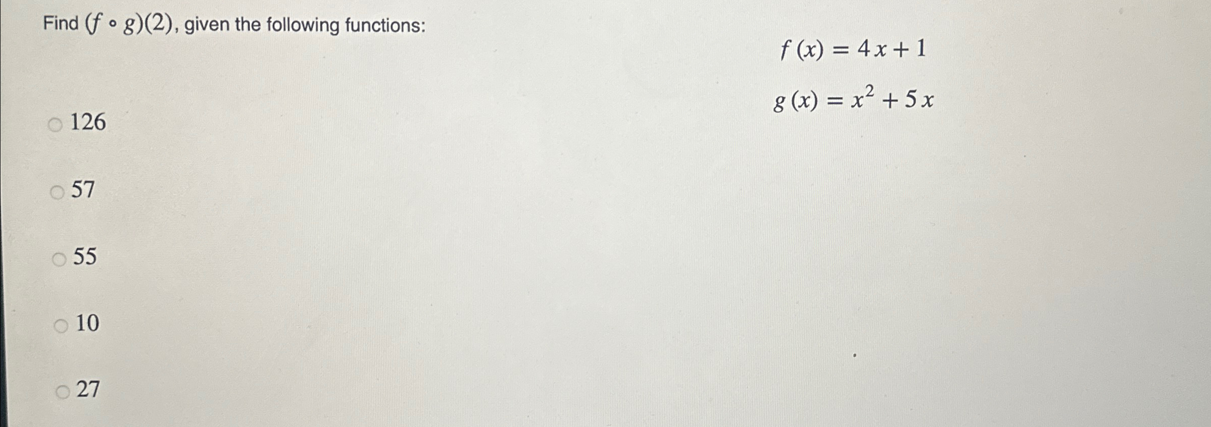 Solved Find (f@g)(2), ﻿given the following | Chegg.com