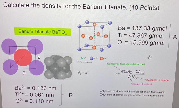 Solved Calculate the density for the Barium Titanate. (10 | Chegg.com