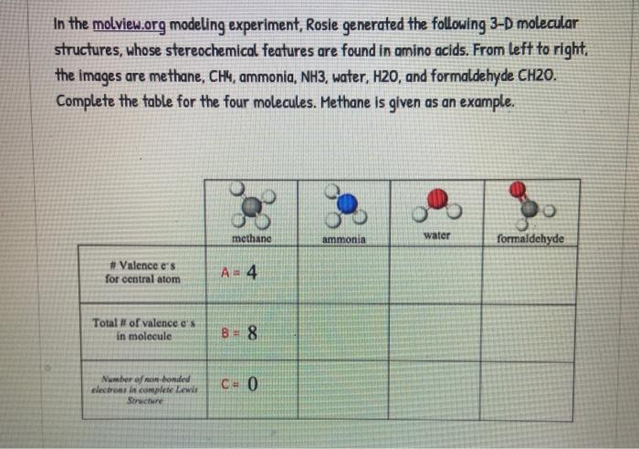 Solved In the molview.org modeling experiment, Rosie | Chegg.com