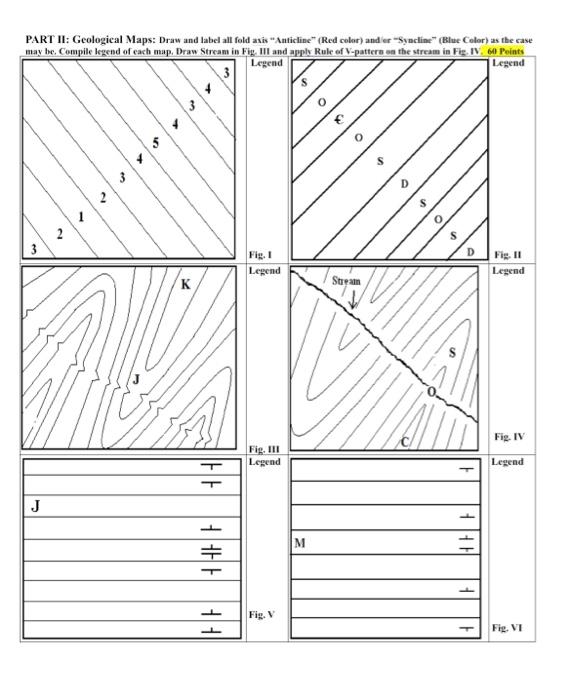 Solved PART II: Geological Maps: Draw and label all fold | Chegg.com