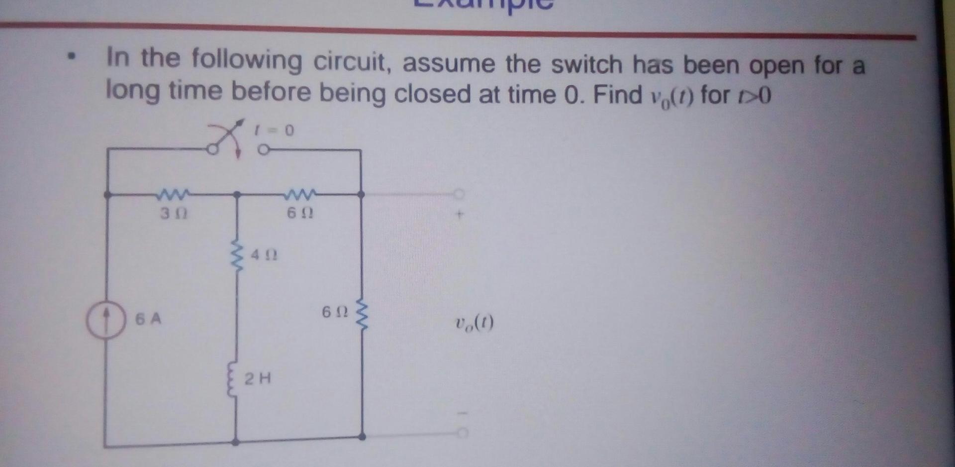 Solved In the following circuit, assume the switch has been | Chegg.com