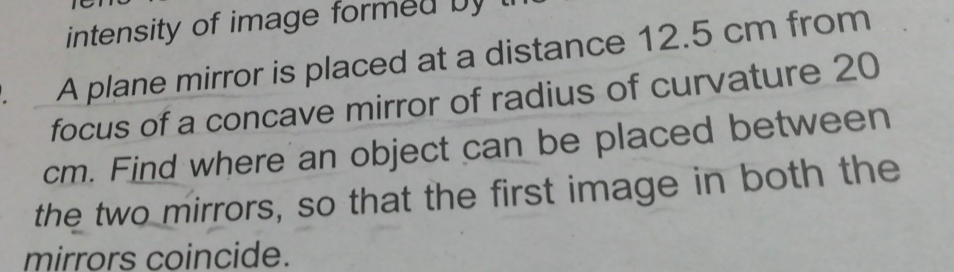 Solved A plane mirror is placed at a distance 12.5 cm from | Chegg.com