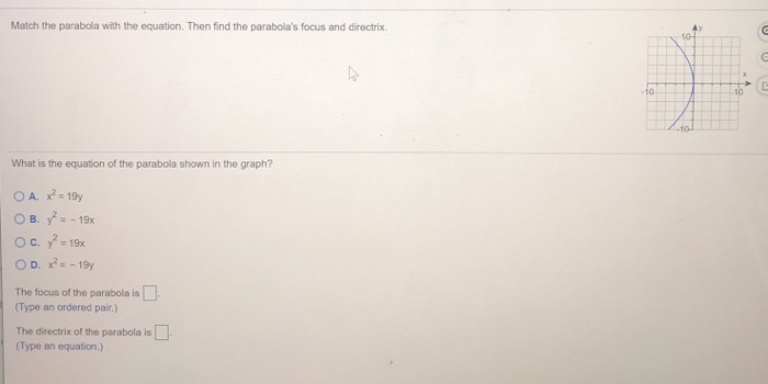 Solved Match the parabola with the equation. Then find the | Chegg.com