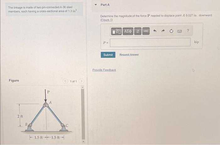 Solved The linkage is made of two pin-connected A-36 steel | Chegg.com