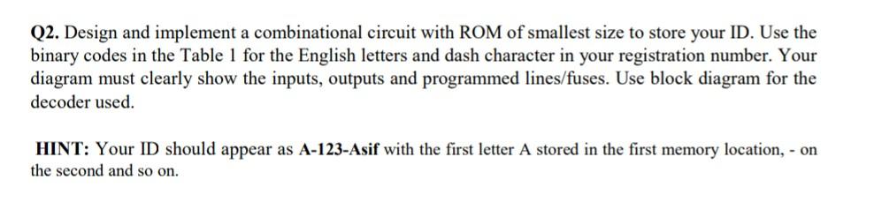 Solved Q2. Design and implement a combinational circuit with | Chegg.com