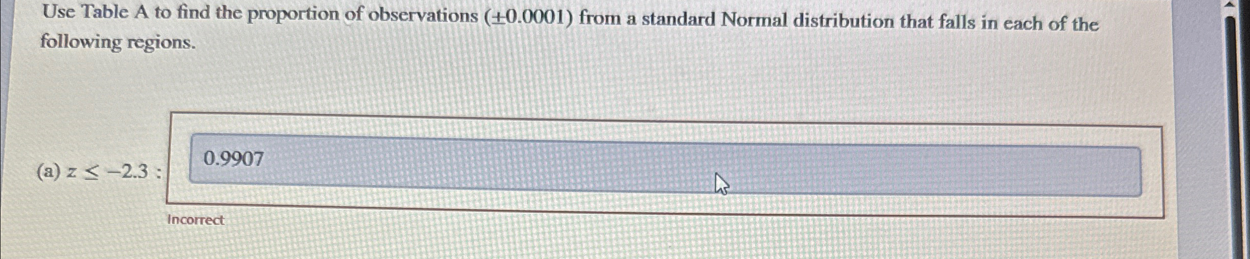 Solved Use Table A to find the proportion of observations | Chegg.com
