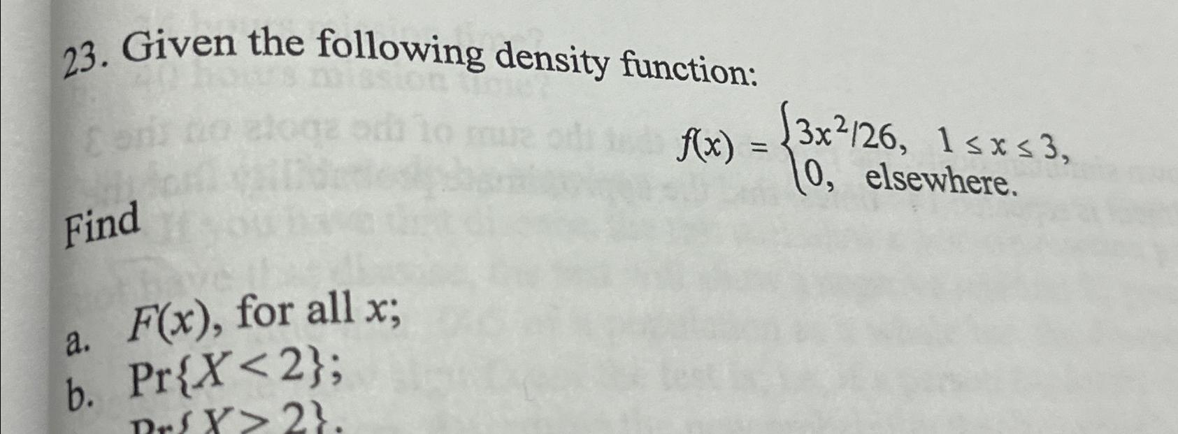 Solved Given the following density | Chegg.com