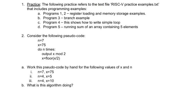 Solved 1. Practice: The following practice refers to the | Chegg.com