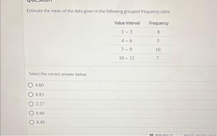 Solved Estimate the mean of the data given in the following | Chegg.com