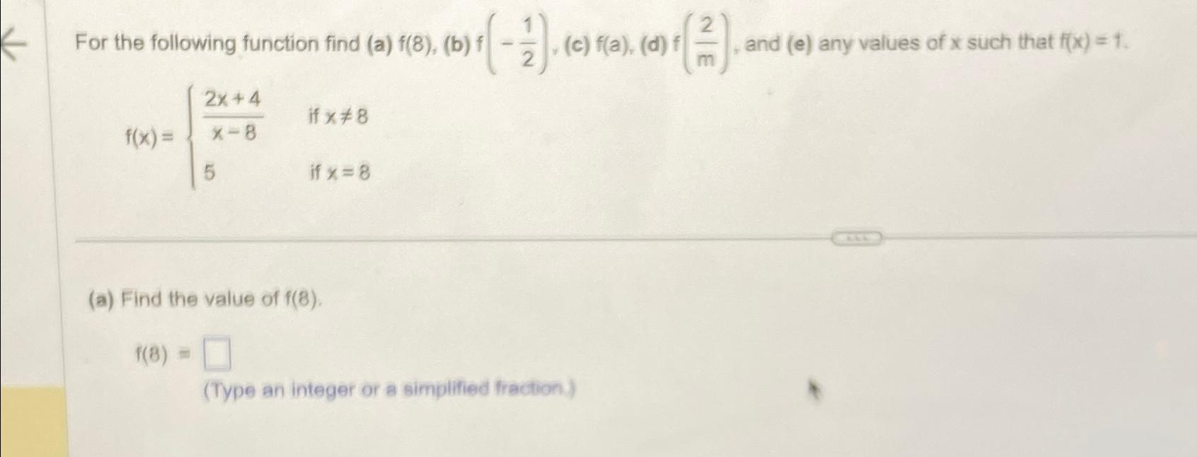 Solved For the following function find | Chegg.com