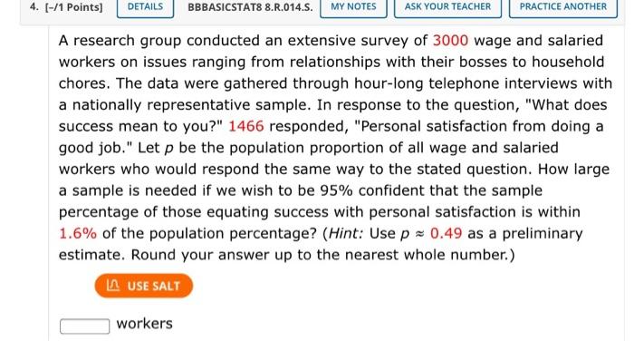 Solved PRACTICE ANOTHER 4. (-/1 Points) DETAILS BBBASICSTAT8 | Chegg.com