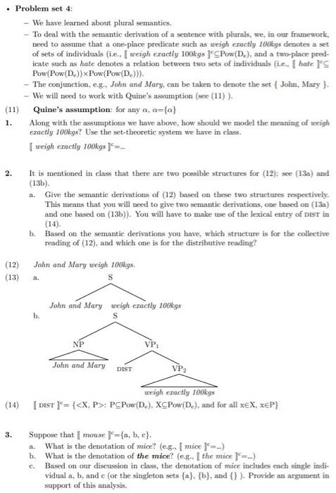 Problem set 4: - We have learned about plural | Chegg.com