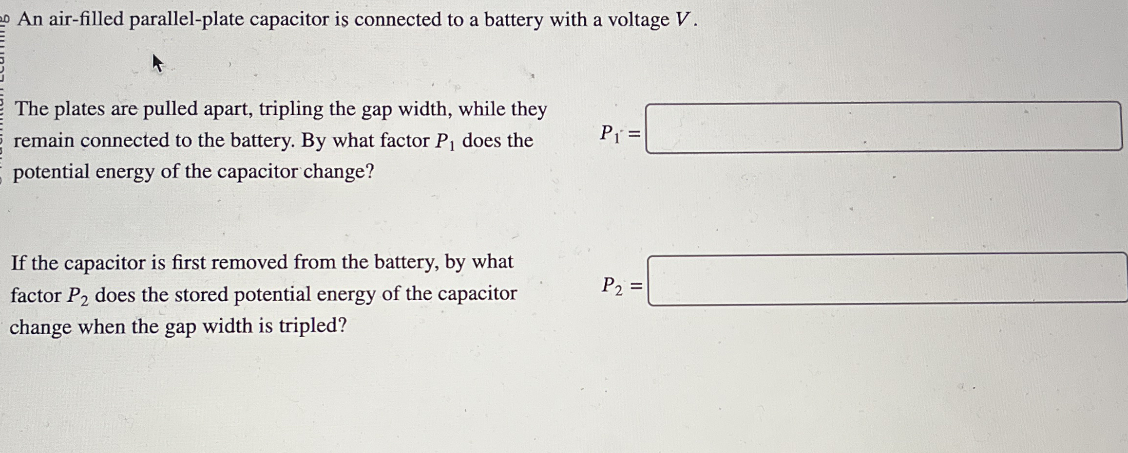 Solved An air-filled parallel-plate capacitor is connected | Chegg.com