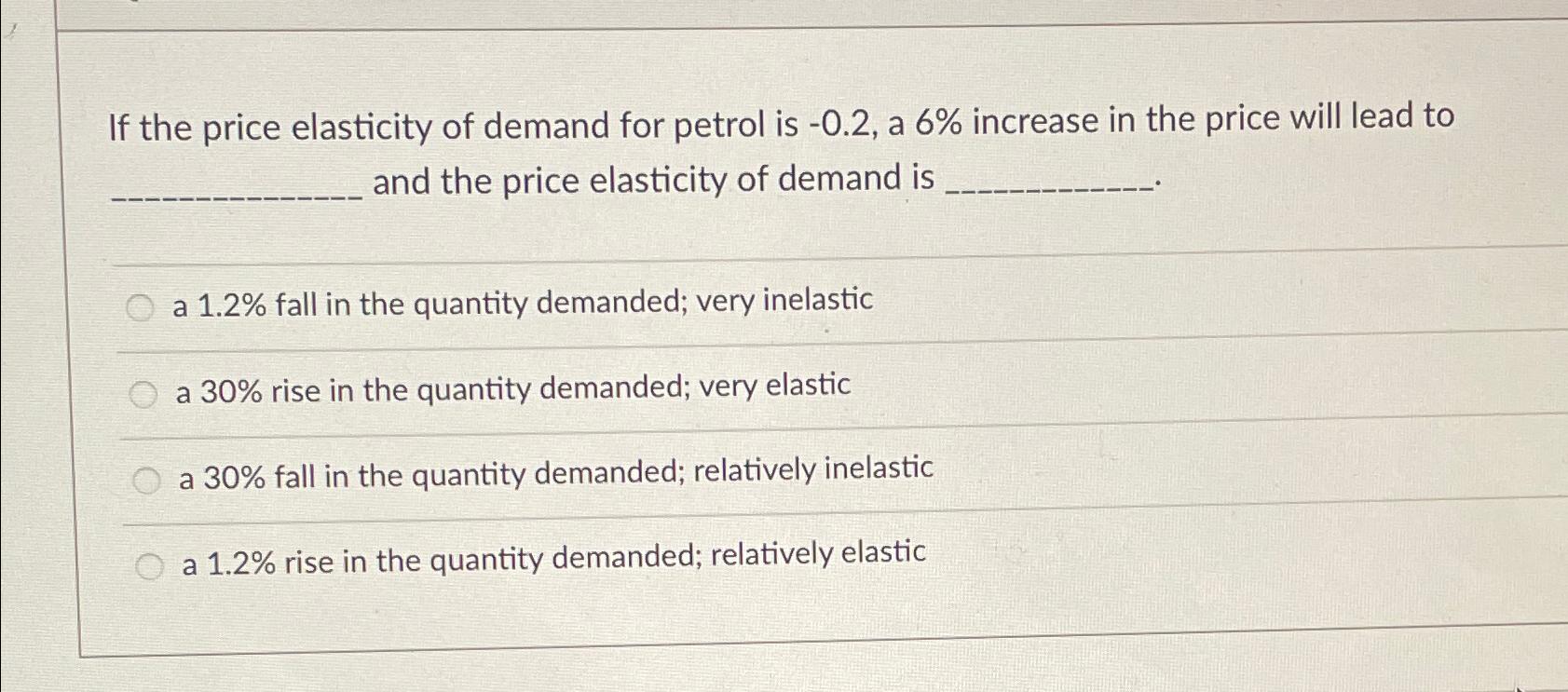 Solved If the price elasticity of demand for petrol is | Chegg.com