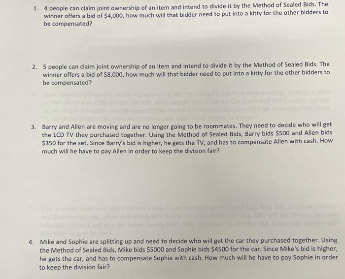 Solved 1. 4 people can claim joint ownership of an item and | Chegg.com