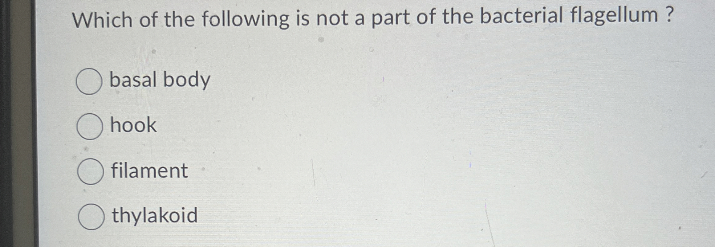 Solved Which of the following is not a part of the bacterial | Chegg.com