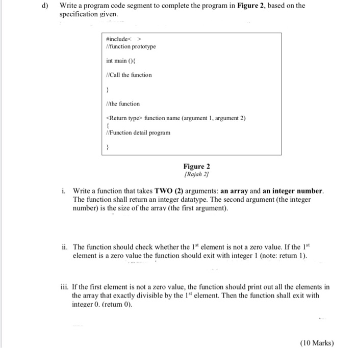 Solved D Write A Program Code Segment To Complete The 8436