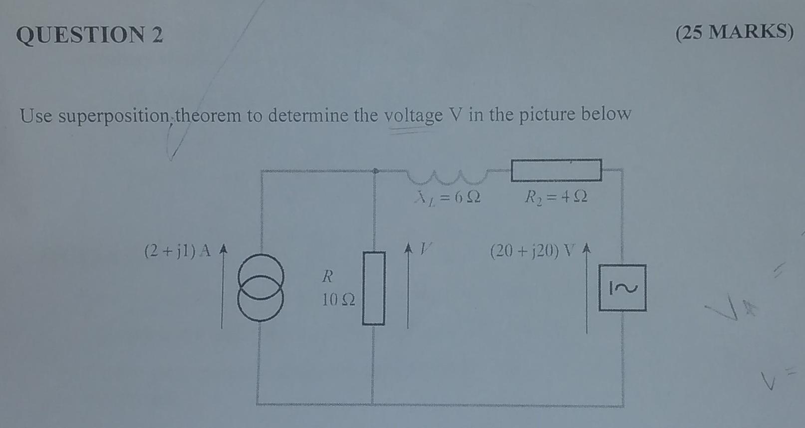 Solved QUESTION 2 Use superposition theorem to determine the | Chegg.com