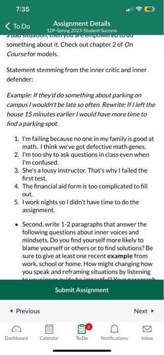 To Do Assignment Details 12 P-Spring 2023-5tudent | Chegg.com