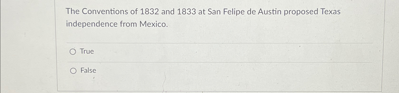 Solved The Conventions of 1832 ﻿and 1833 ﻿at San Felipe de | Chegg.com